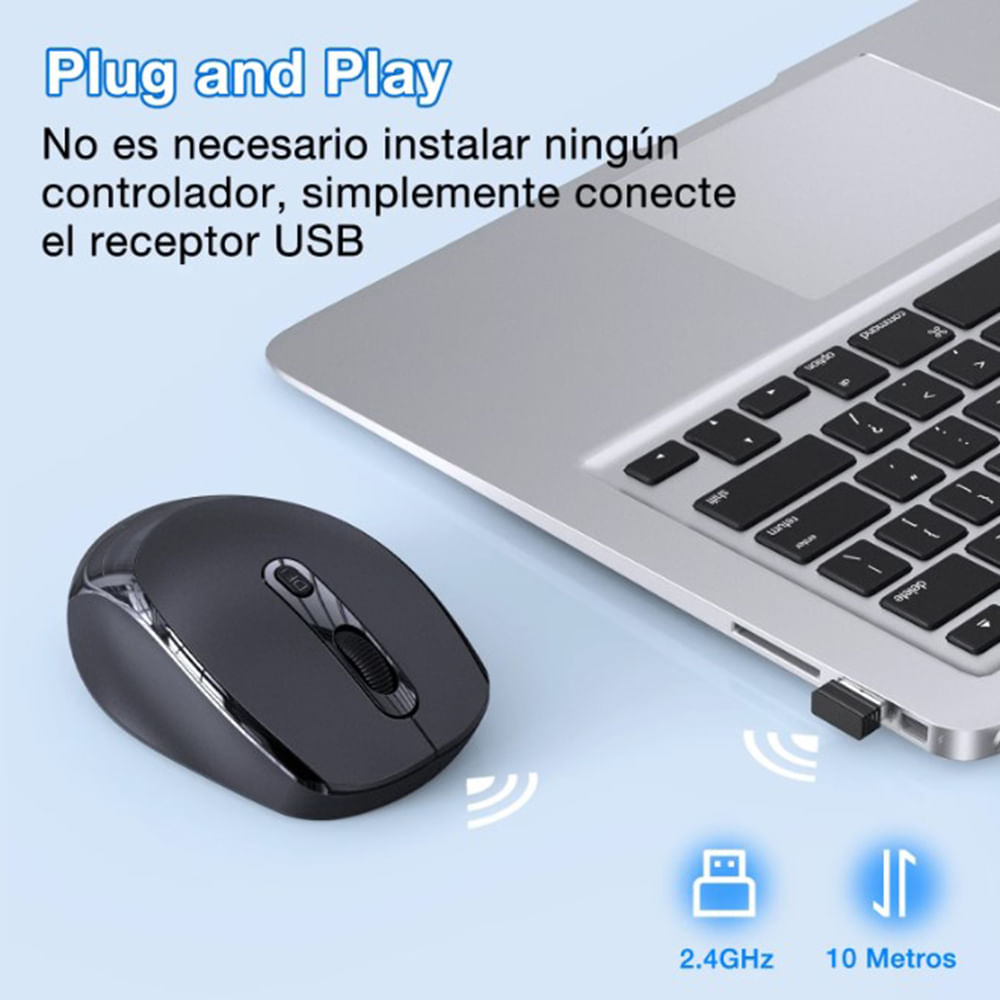 Mouse inalámbrico 1Hora 1600 dpi negro - Coolbox